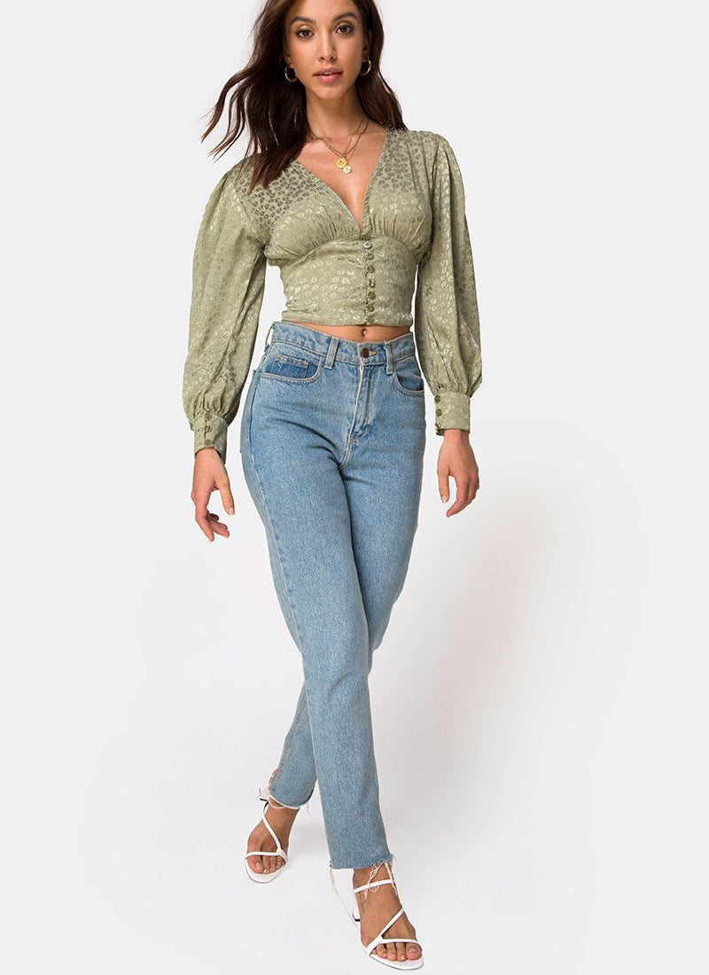 V Neck Balloon Sleeve Top | Bina – motelrocks-com-us