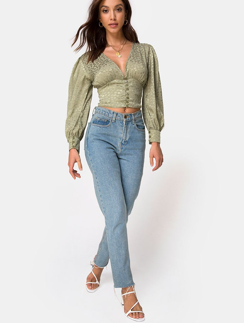 V Neck Balloon Sleeve Top | Bina – motelrocks-com-us