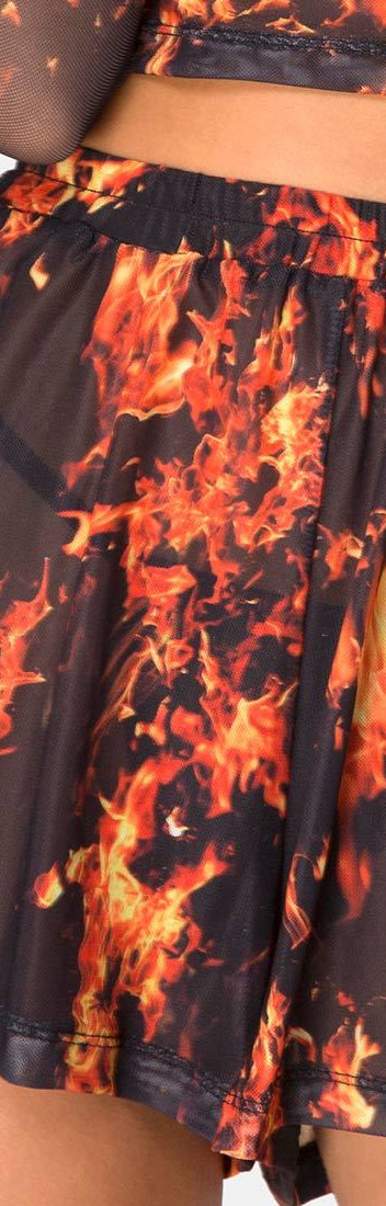 High Waist Black and Red Mesh Flame Short | Boris – motelrocks-com-us