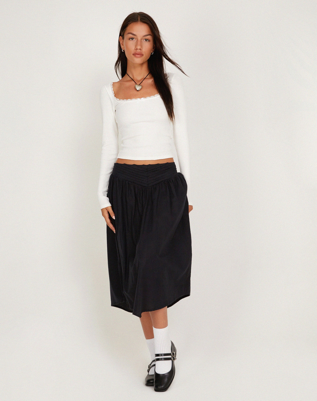 Black Midi Skirt | India – motelrocks-com-us