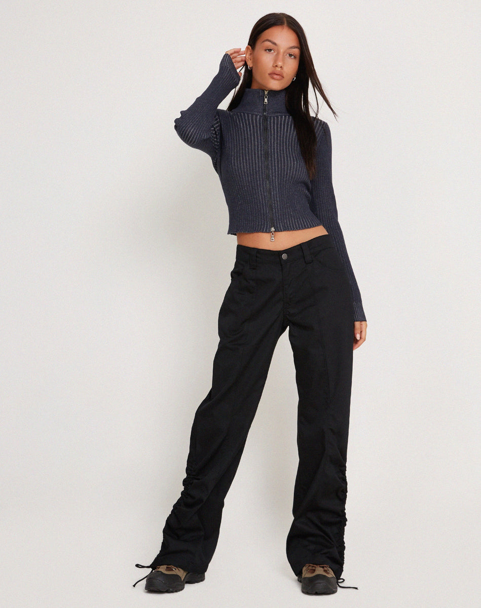 Black Low Rise Cargo Trouser | Bracha – motelrocks-com-us