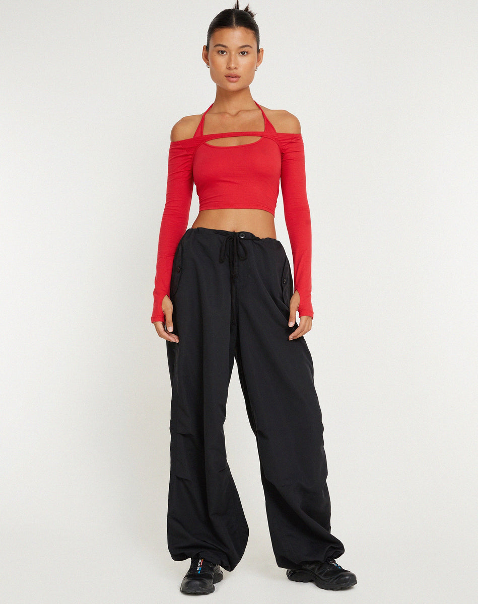 Red Long Sleeve Crop Top | Brandy – motelrocks-com-us