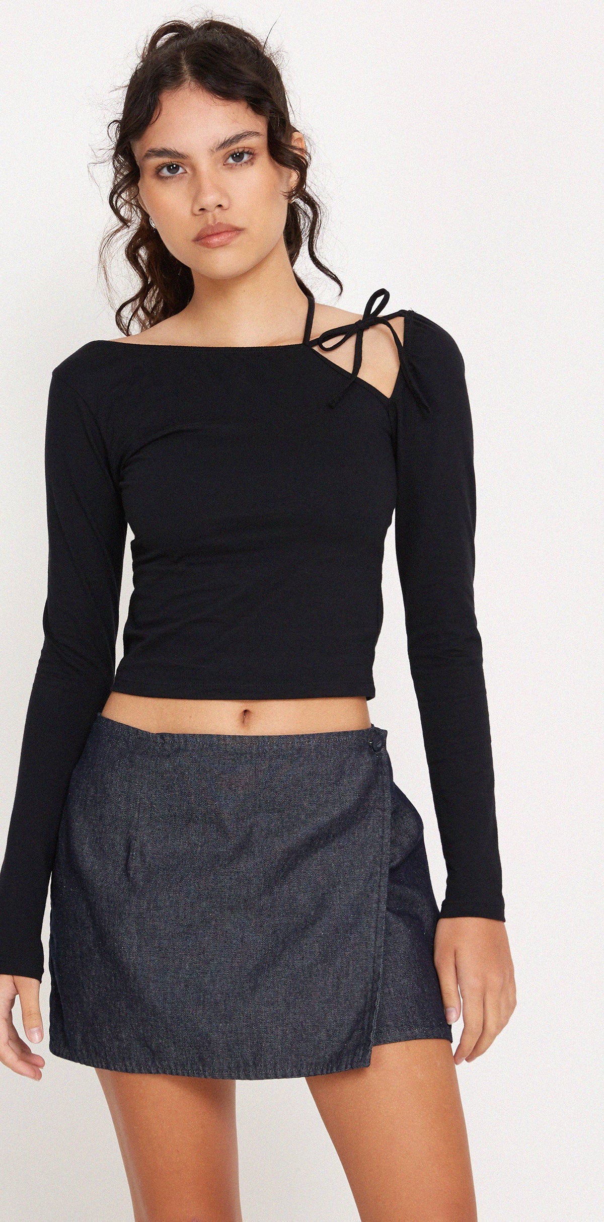 Dark Indigo Wrap Mini Skirt | Braya – motelrocks-com-us