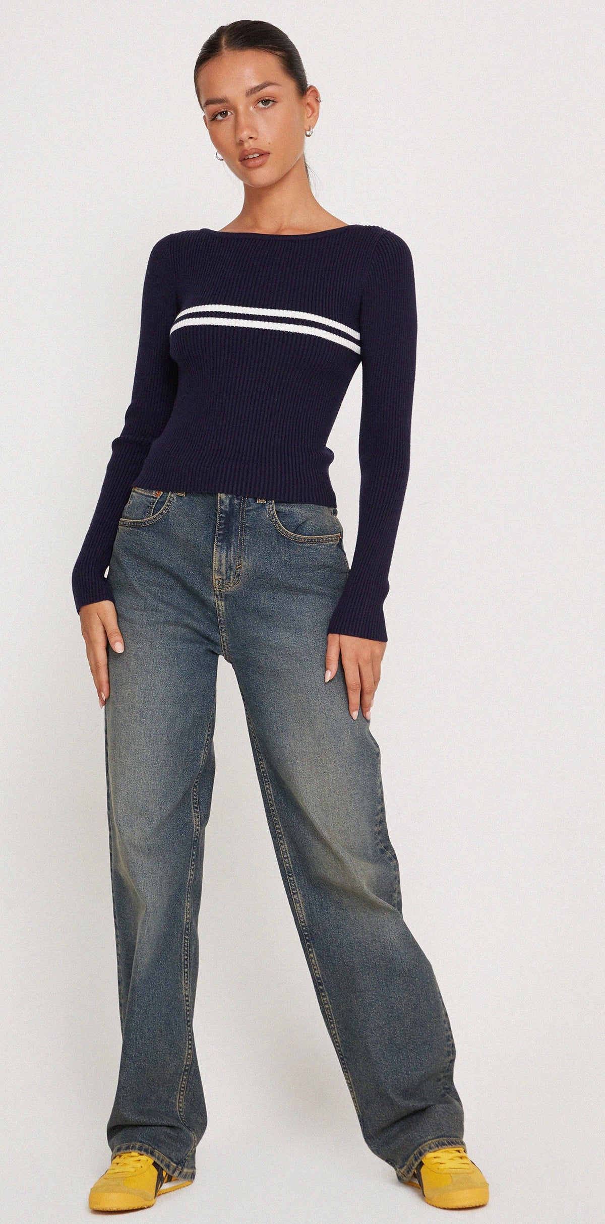 Dark Navy Long Sleeve Top | Buana – motelrocks-com-us