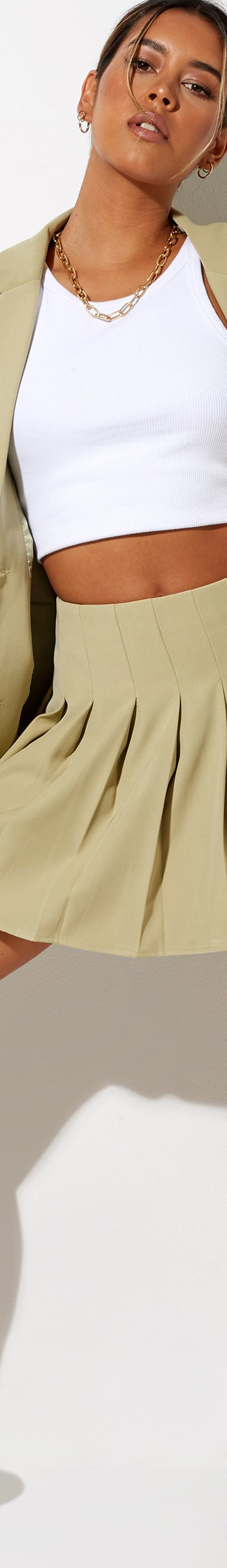 Green High Waisted Pleated Mini Skirt | Casta – motelrocks-com-us