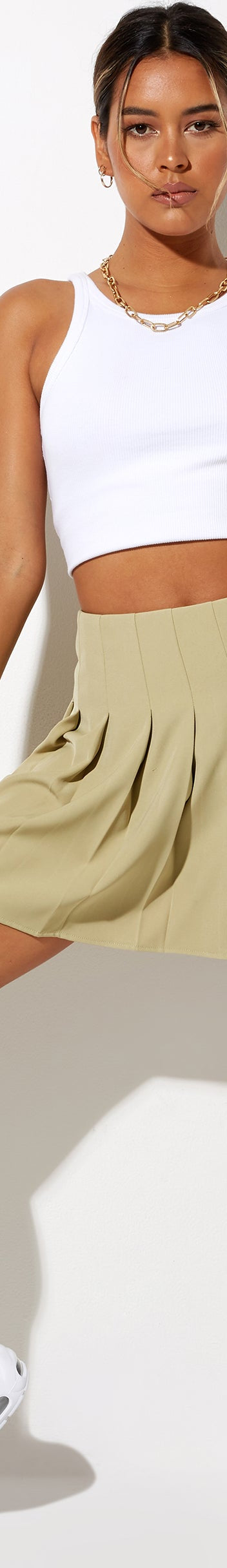 Green High Waisted Pleated Mini Skirt | Casta – motelrocks-com-us