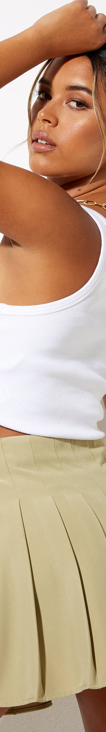 Green High Waisted Pleated Mini Skirt | Casta – motelrocks-com-us