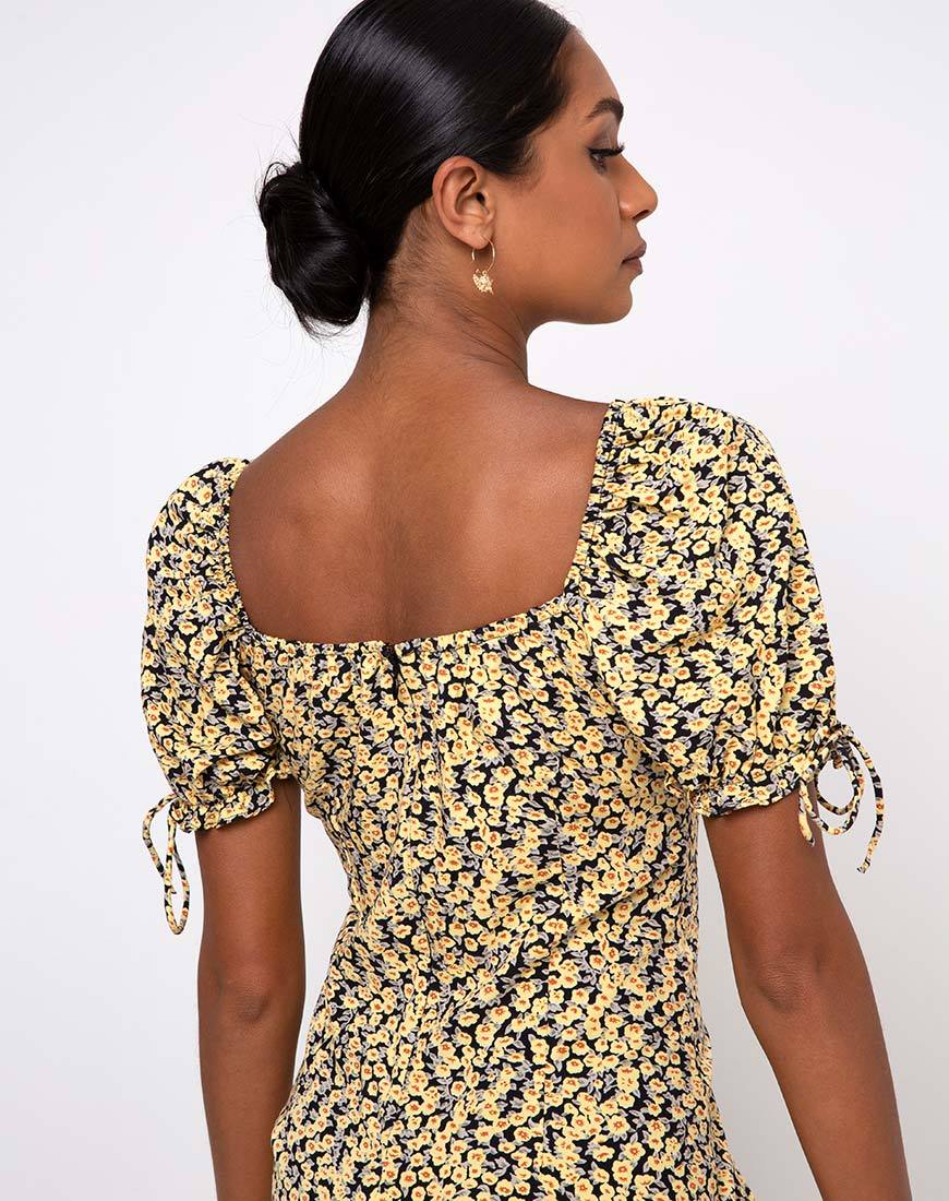 Yellow Floral Midi Dress | Cello – motelrocks-com-us