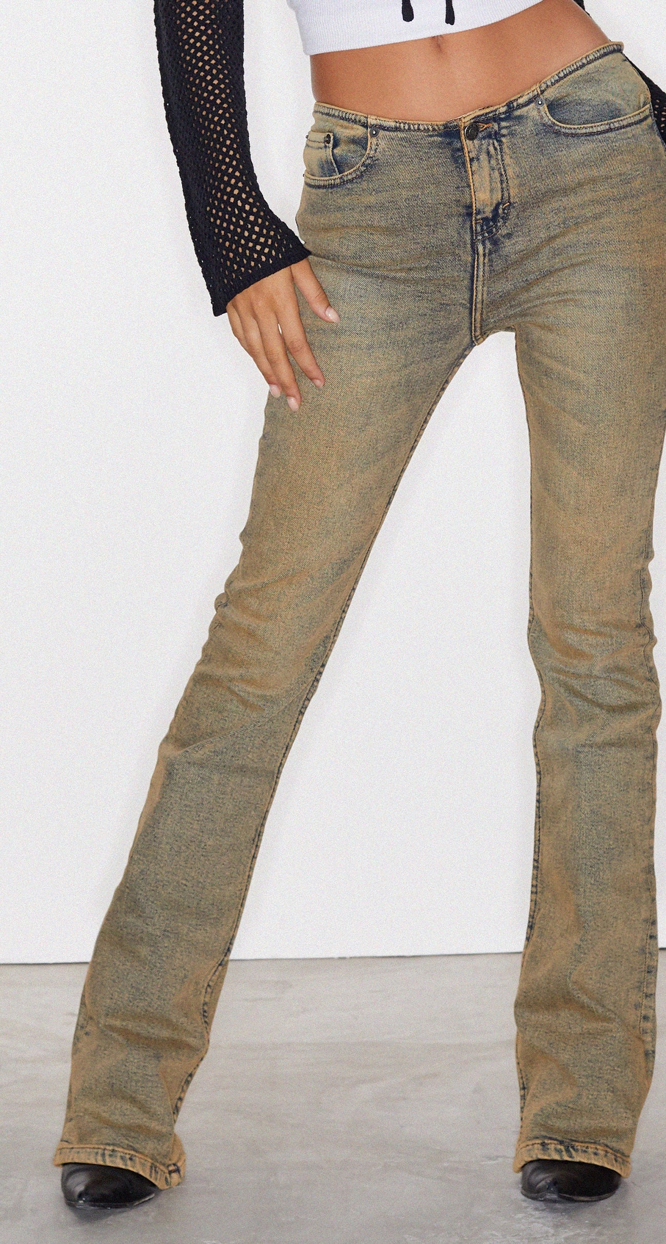 Sandy Blue Clean Waist Low Rise Jeans – motelrocks-com-us