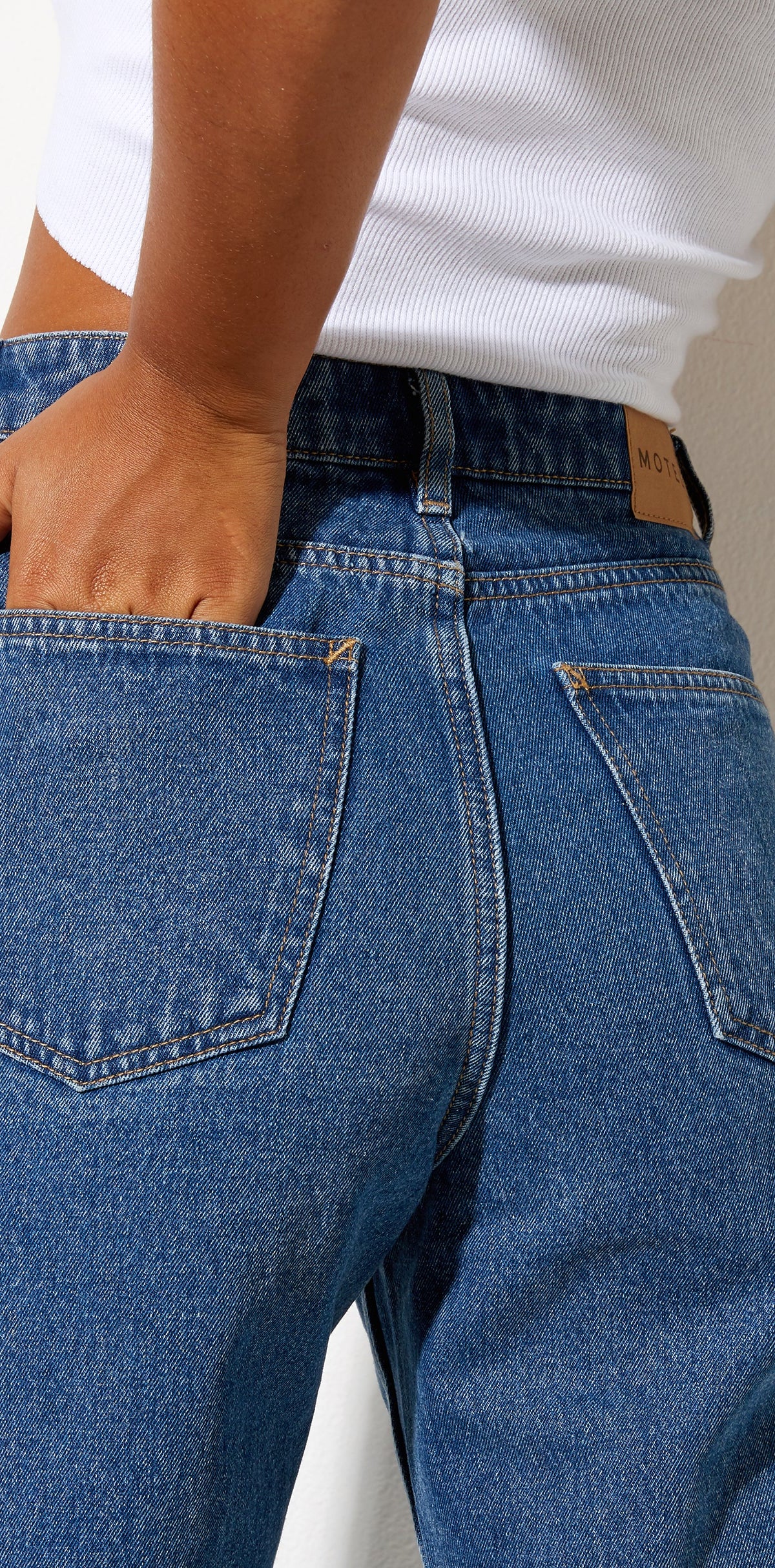 Cut Out Mid Wash Straight Leg Jean | Cut Out Straight Leg Jean ...