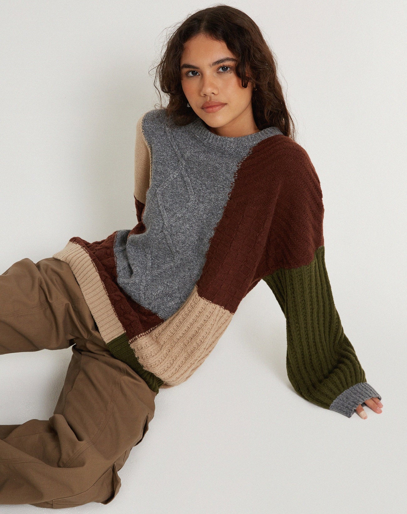 Patchwork Knit Jumper | Danar – motelrocks-com-us