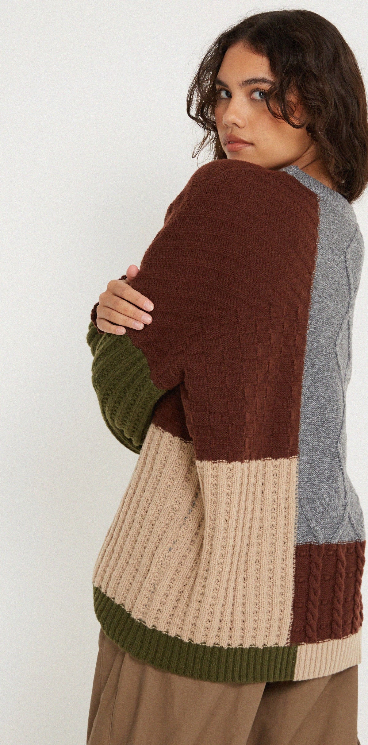 Patchwork Knit Jumper | Danar – motelrocks-com-us