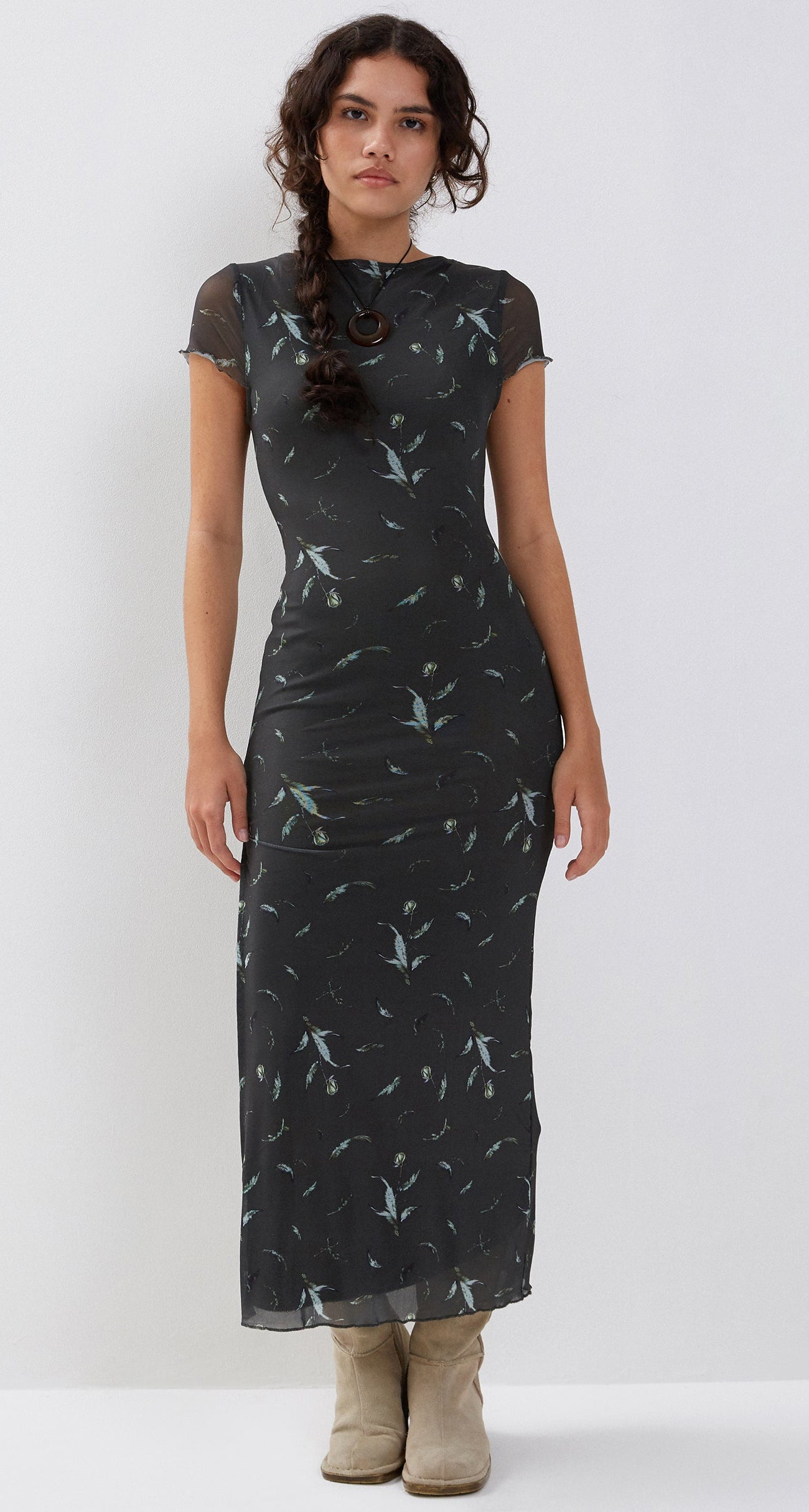 Floral Khaki Silhouette Dress | Danari – motelrocks-com-us