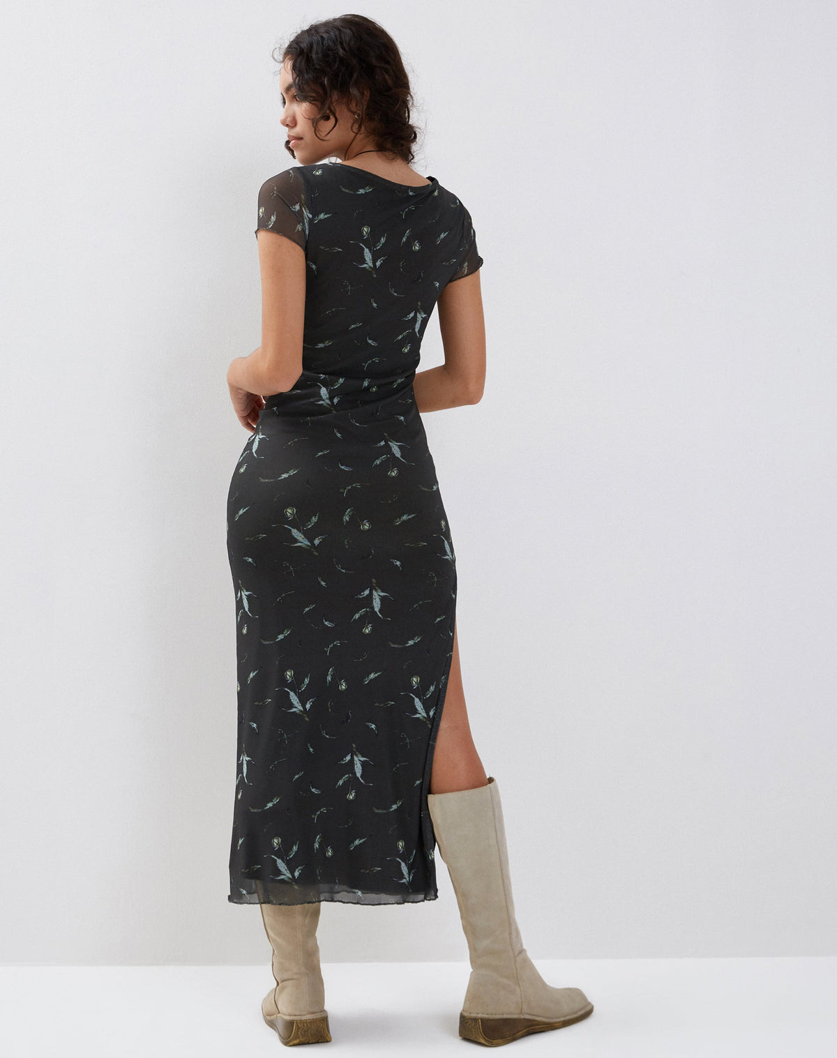 Floral Khaki Silhouette Dress | Danari – motelrocks-com-us