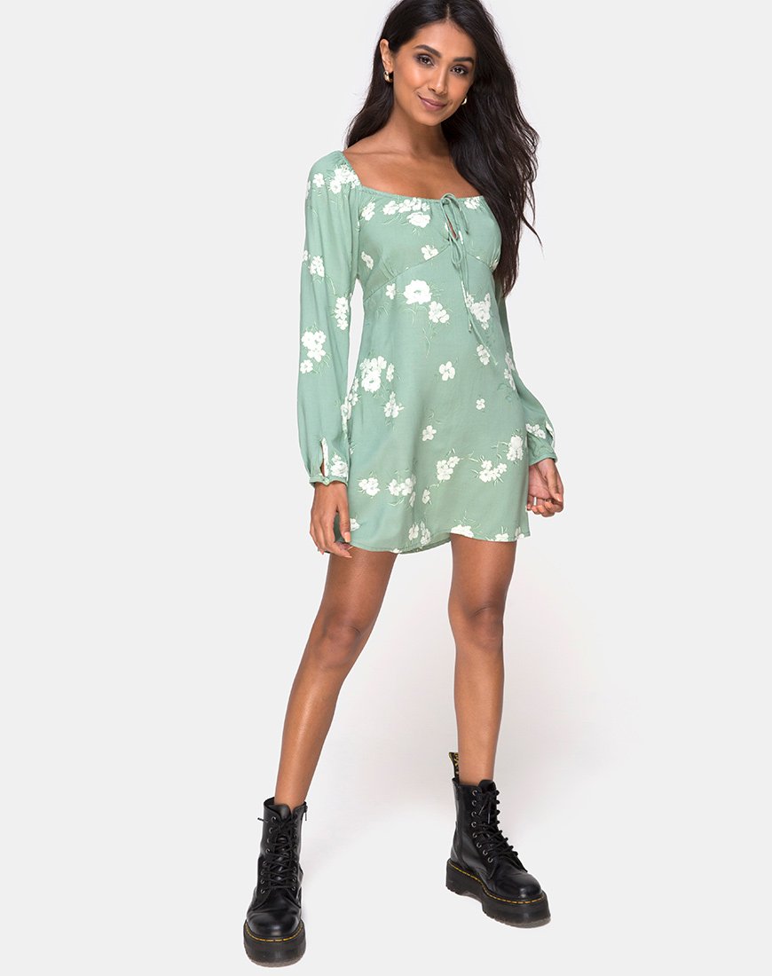 Danila Dress in Mono Flower Green – motelrocks-com-us