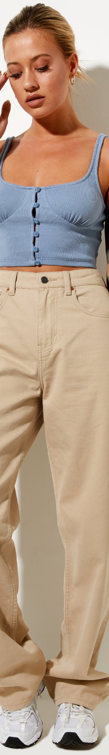 Powder Blue Button Up Strappy Crop Top | Darau – motelrocks-com-us