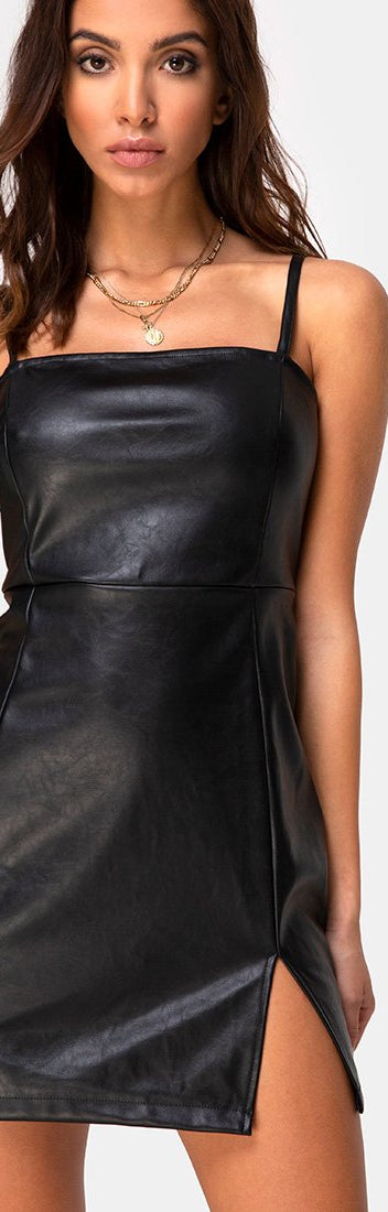 Black PU Mini Dress | Rosina – motelrocks-com-us