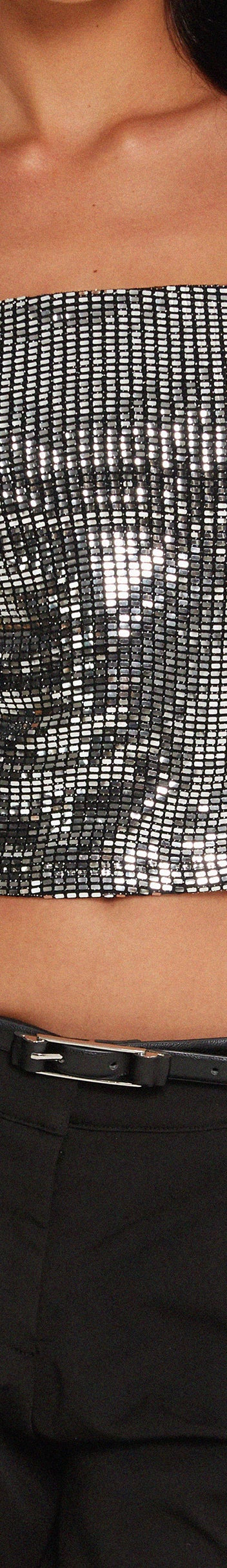 Silver Shimmer Bandeau Crop Top | Dena – motelrocks-com-us