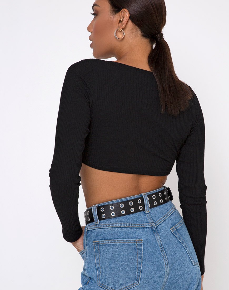 Black Ribbed Crop Top | Drea – motelrocks-com-us