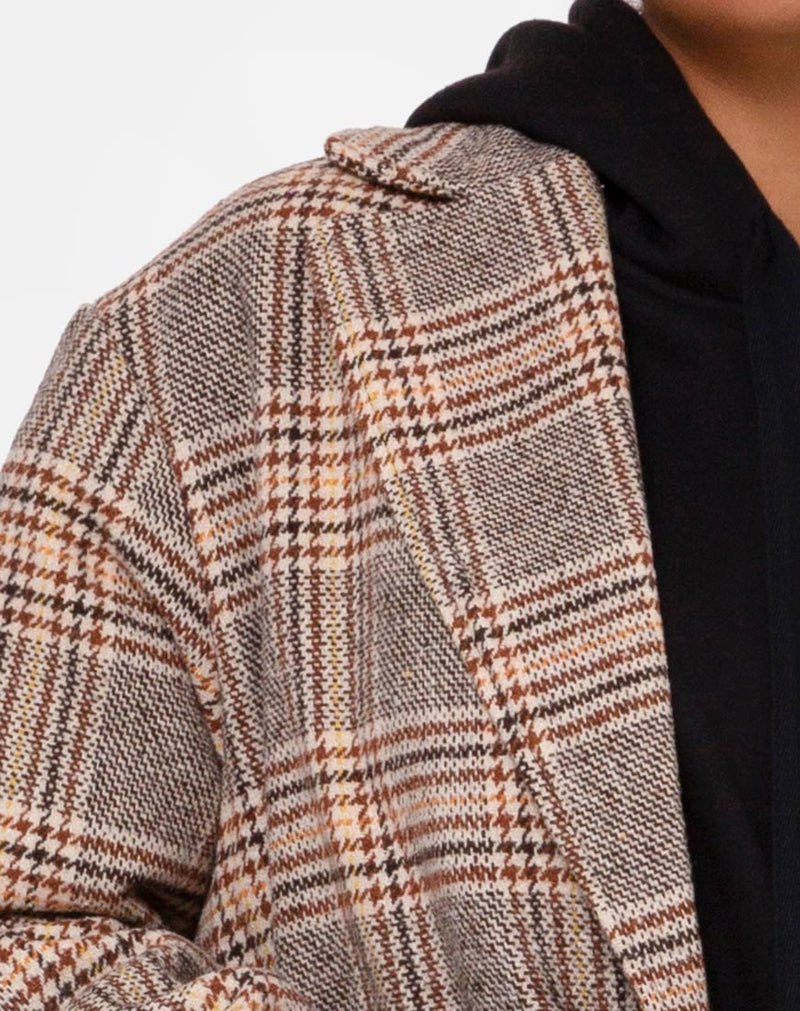 Long Sleeve Brown Check Duster Coat | Duster – motelrocks-com-us