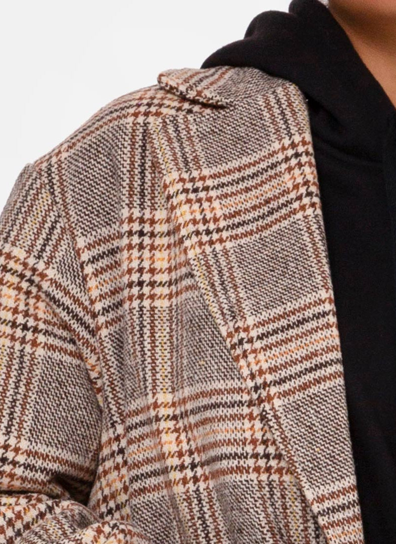 Long Sleeve Brown Check Duster Coat | Duster – motelrocks-com-us