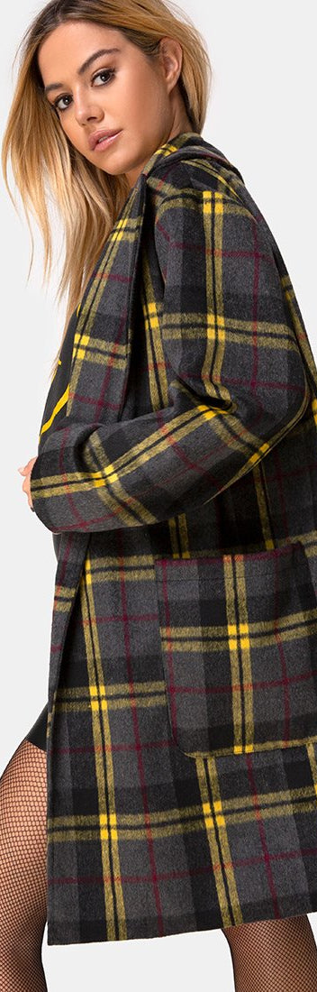 Dusty Coat in Check Yellow Brown – motelrocks-com-us