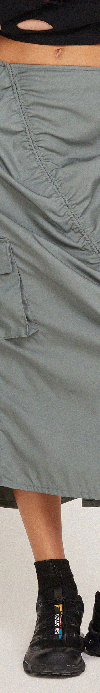 Stone Blue Toggle Detail Midi Cargo Skirt | Enore – motelrocks-com-us