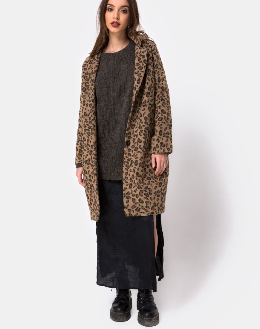 Oversized Leopard Grey Coat | Ernest - Motel Rocks – motelrocks-com-us