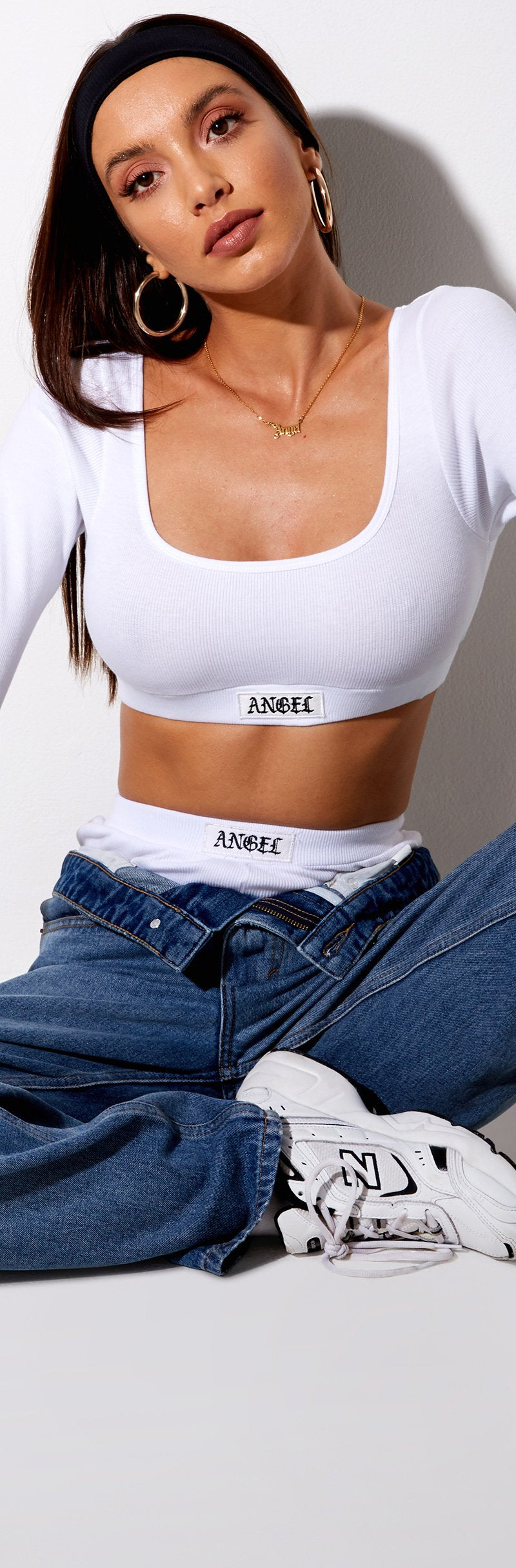 Long Sleeve White Angel Embro Crop Top | Esmera – motelrocks-com-us