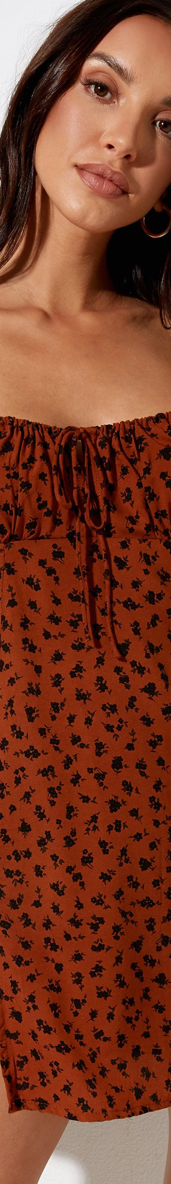 Brown Floral Strappy Mini Dress | Famala – motelrocks-com-us