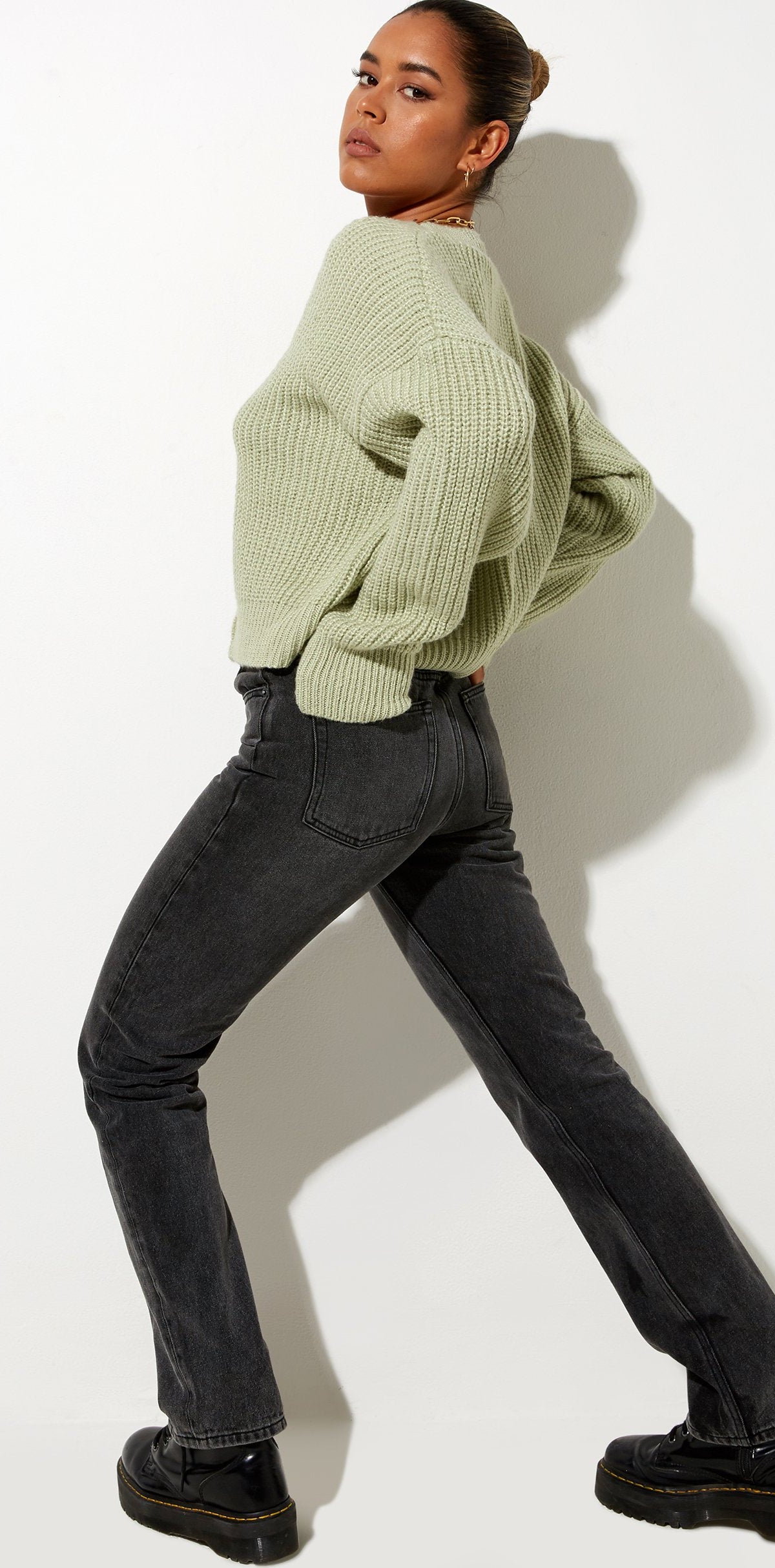 Sage Green Button Up Knitted Cardigan | Fia – motelrocks-com-us