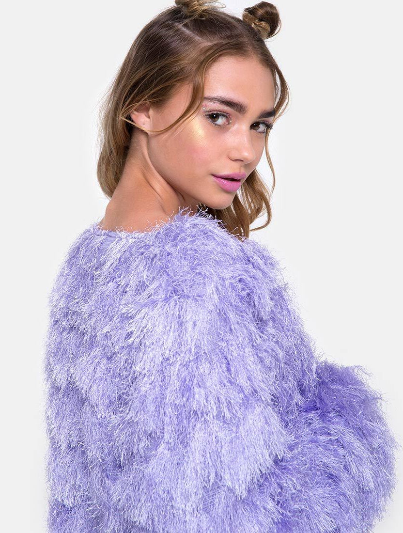 Fur Ball Jacket in Faux Fur Lilac – motelrocks-com-us