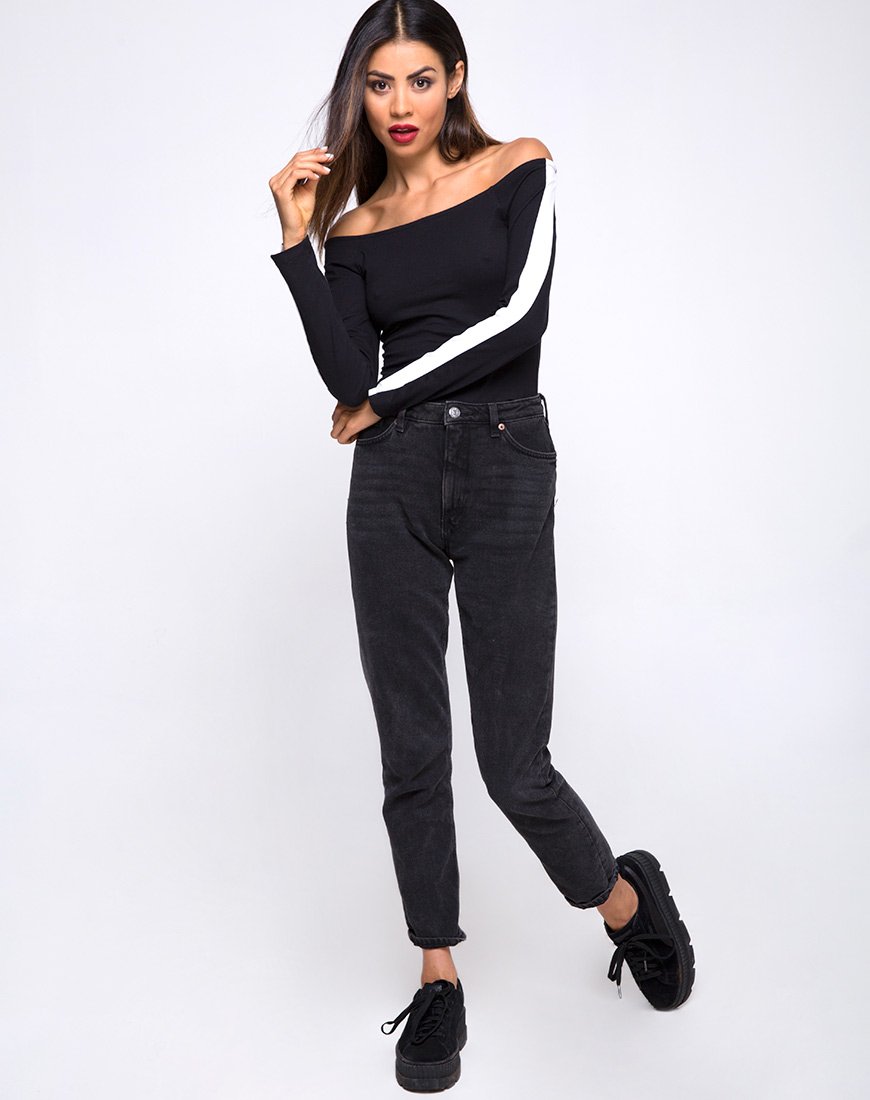 Gadice Off The Shoulder Bodice in Black with White Stripe – motelrocks ...