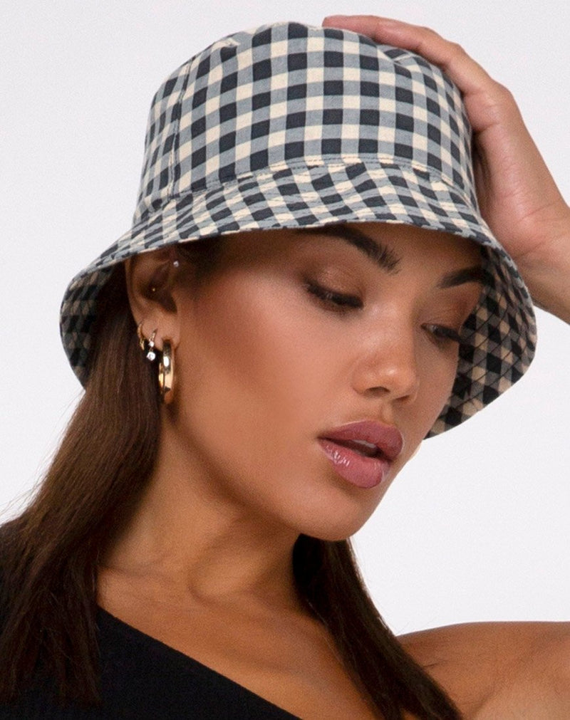 Gingham Cream Check 90's Head Accessory |Bucket Hat – motelrocks-com-us
