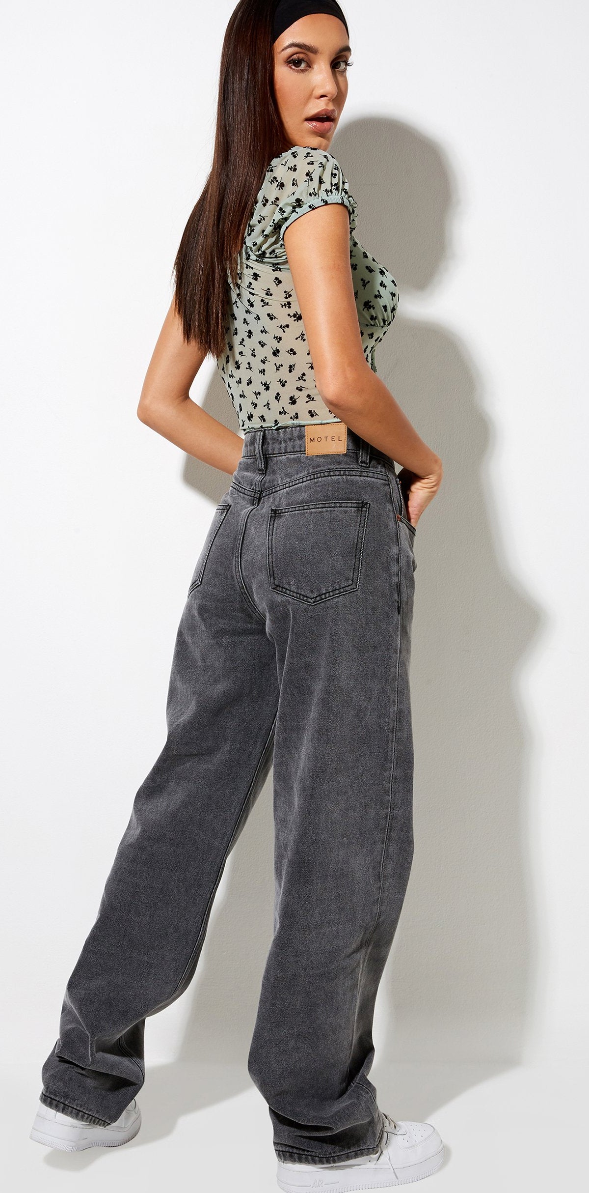 Floral Sage Mesh Square Neck Crop Top | Ganika – motelrocks-com-us