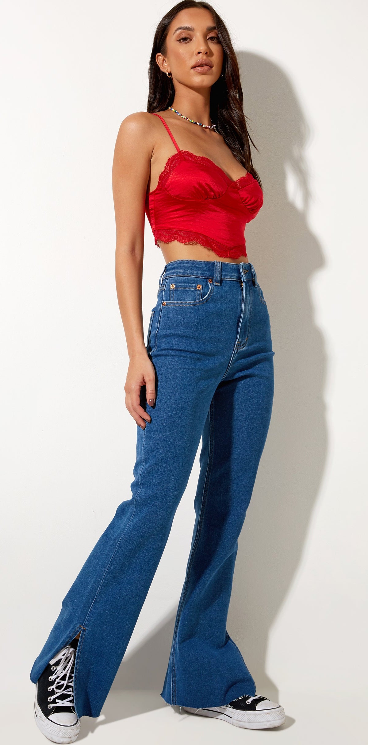 Satin Red Strappy Crop Top | Gemlou – motelrocks-com-us
