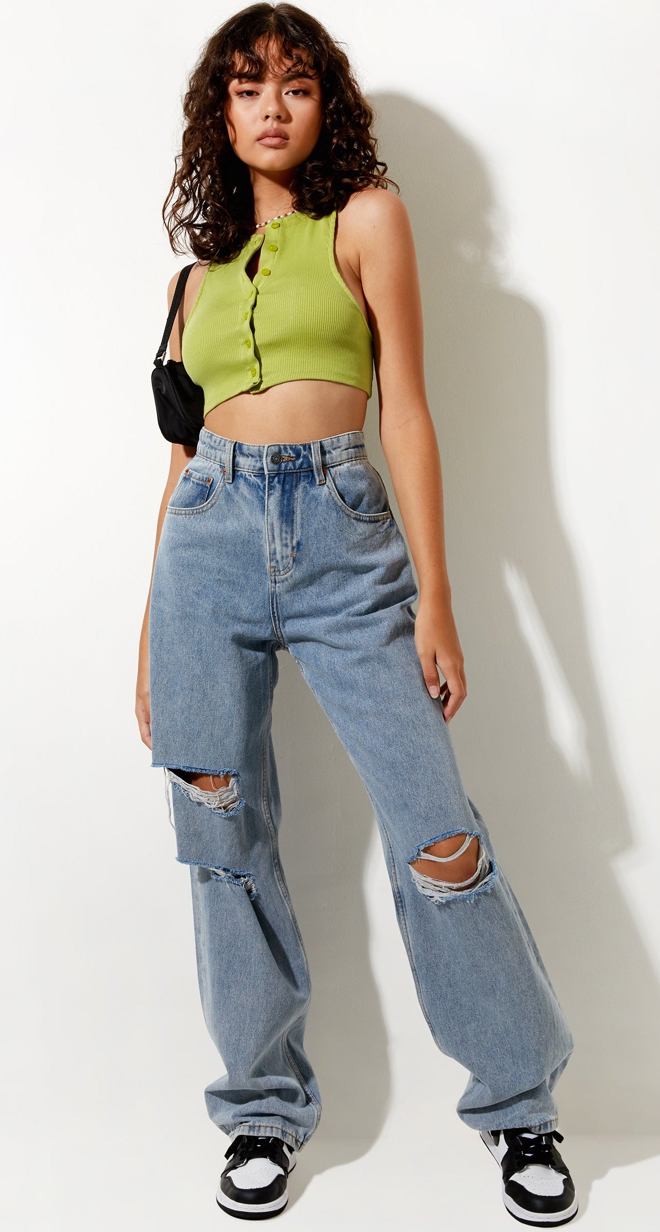 Sleeveless Rib Green Button Up Crop Top | Gilly – motelrocks-com-us