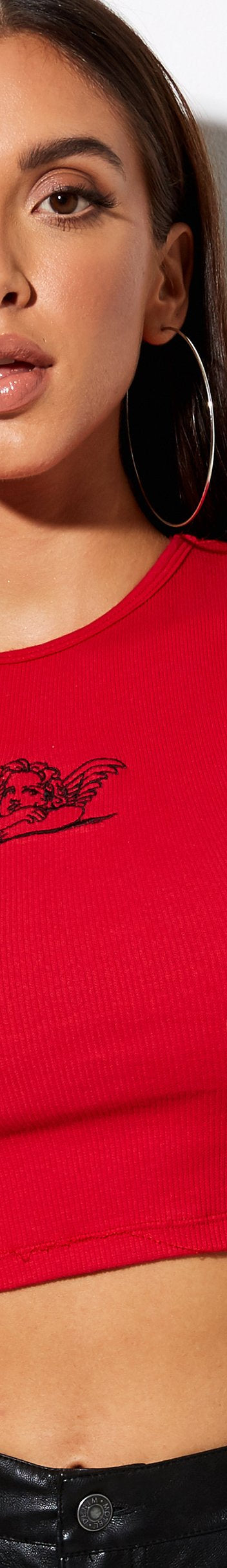 Sleeveless Red Angel Vest Top | Gimon – motelrocks-com-us