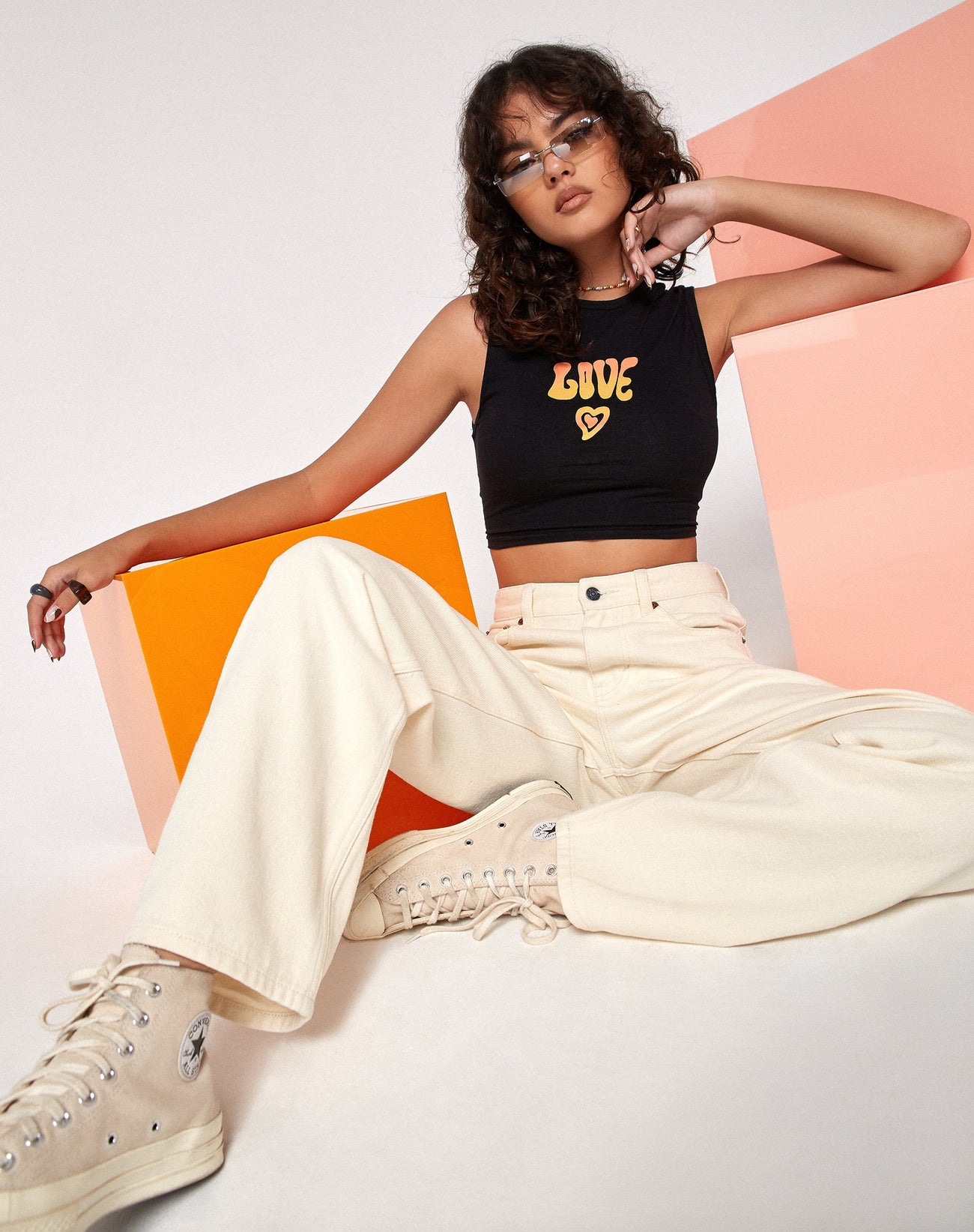 Sleeveless Black Love Vest Top | Gimon – motelrocks-com-us