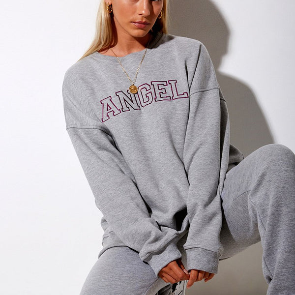 Longsleeve Grey Angel Embro Jumper | Glo – motelrocks-com-us