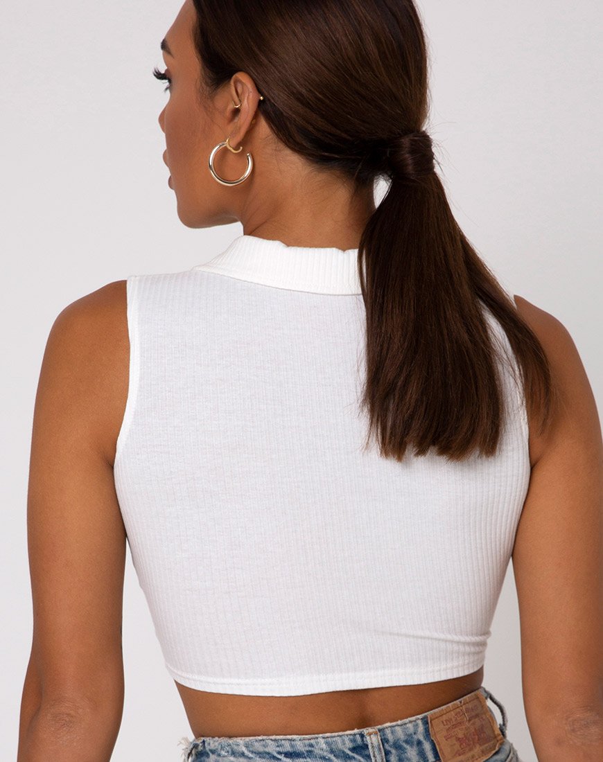 White Crop Top Collar Polo | Guato – motelrocks-com-us