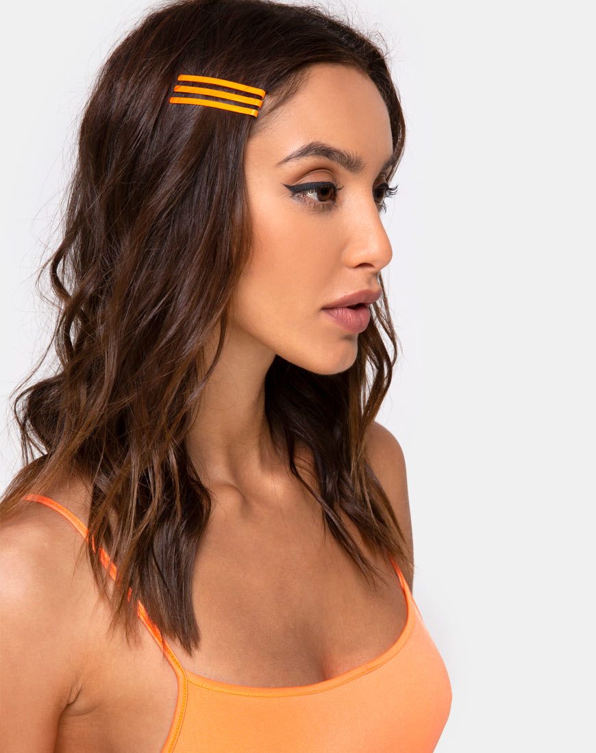 Neon Hair Clip Set in Orange – motelrocks-com-us