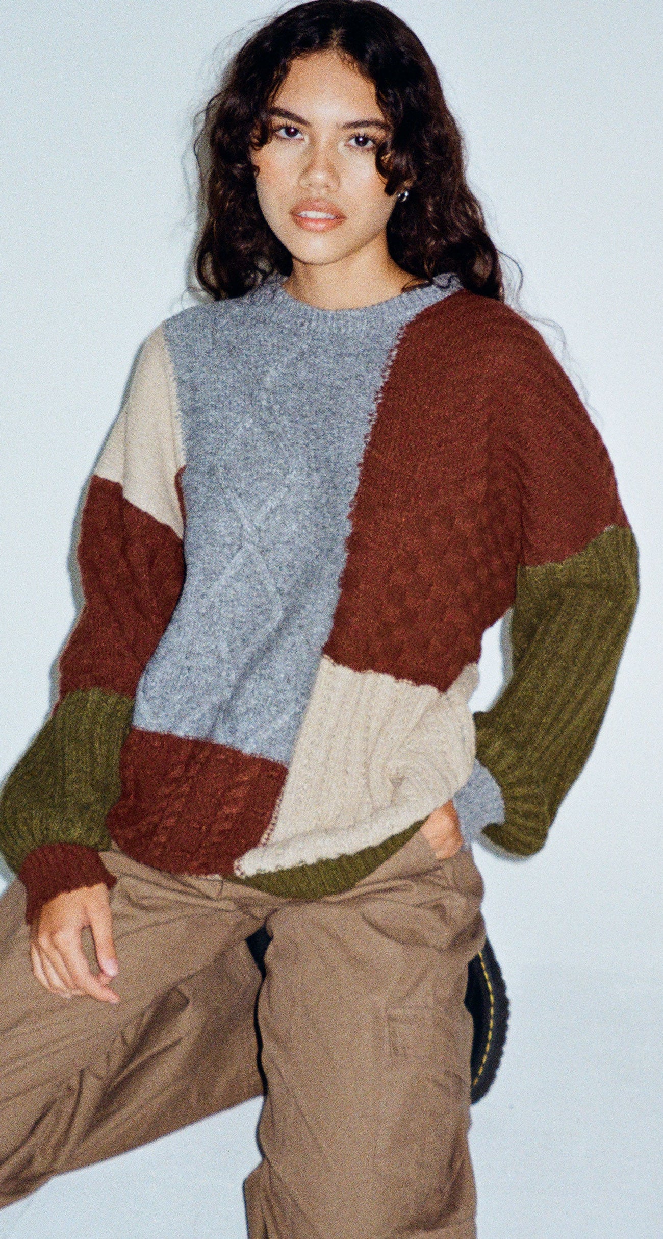 Patchwork Knit Jumper | Danar – motelrocks-com-us