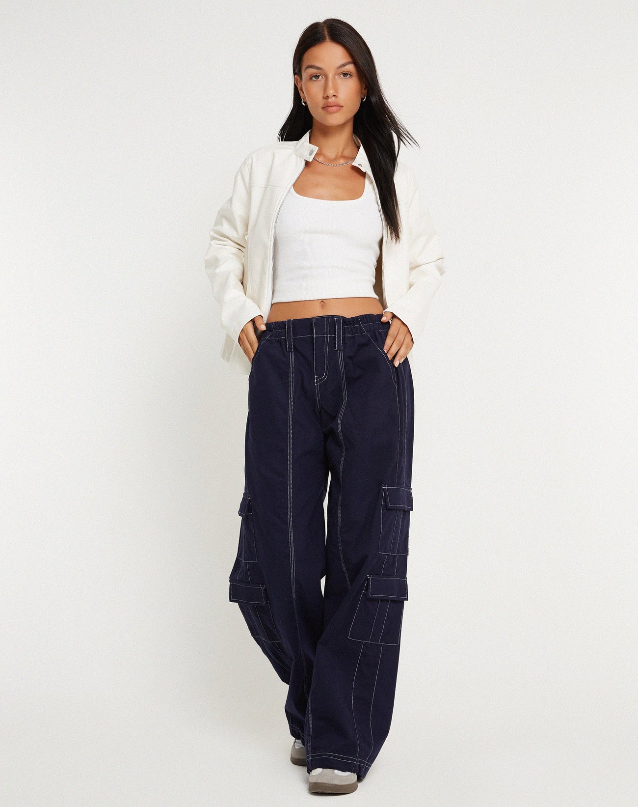 Hansa Trouser in Navy with Top White Stitch – motelrocks-com-us