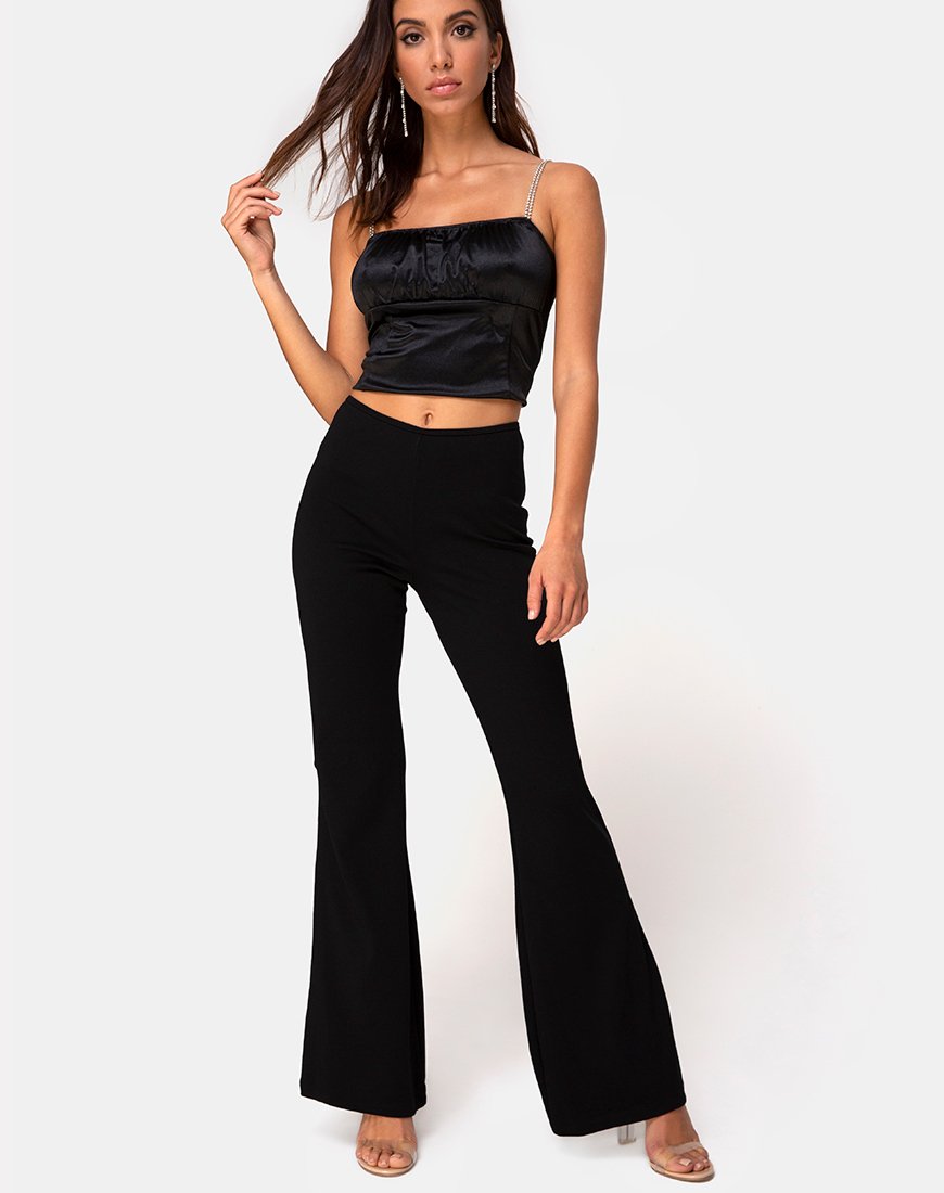 Black Spandex Flare Trouser | Hearty – motelrocks-com-us