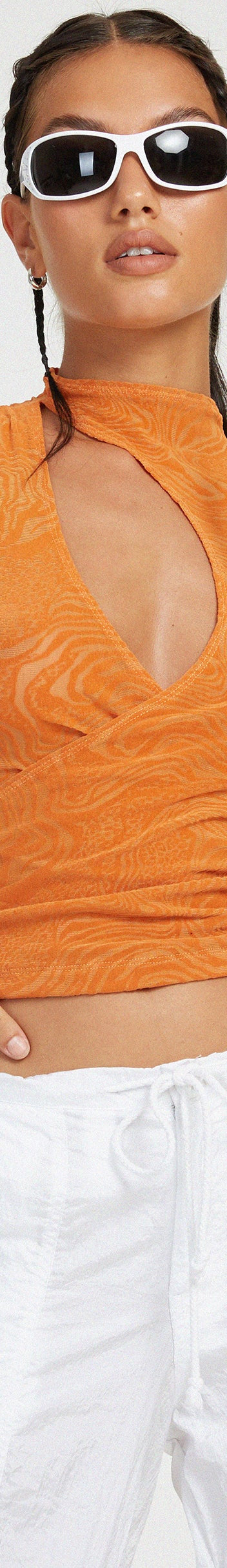 Cutout Orange Animal Print Top | Herti – motelrocks-com-us