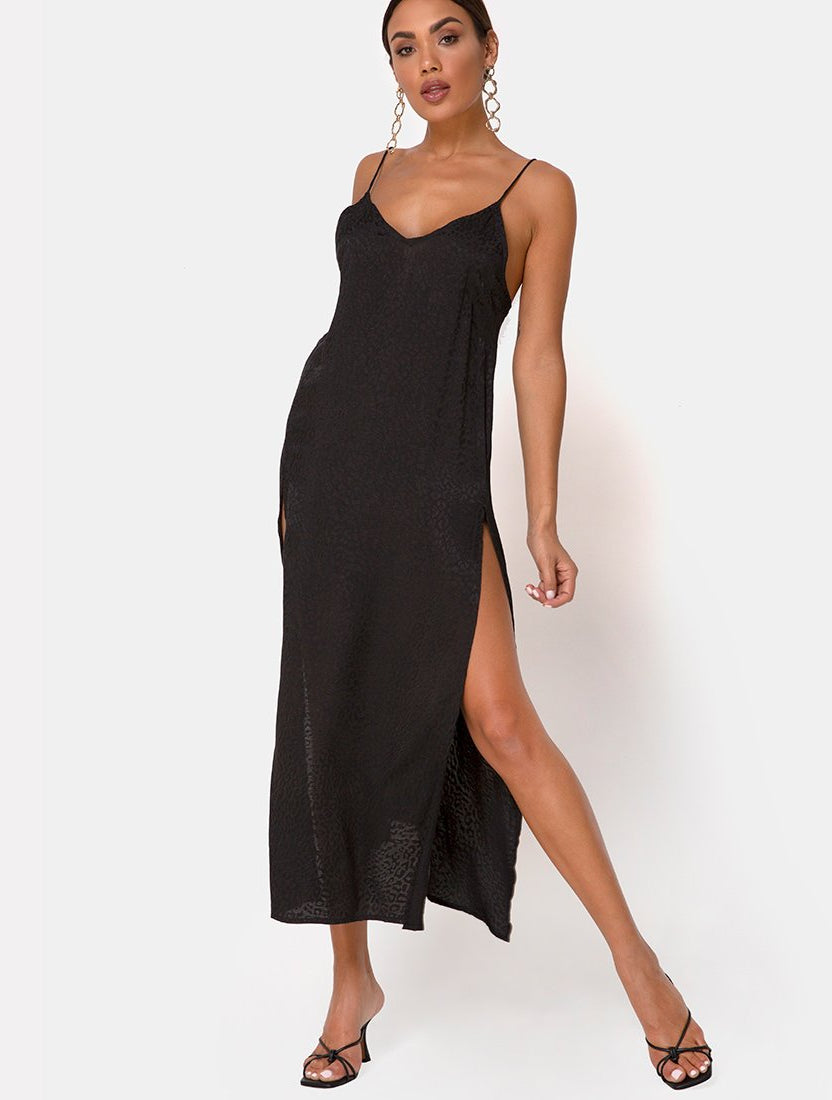 Hime Dress in Satin Cheetah Black – motelrocks-com-us