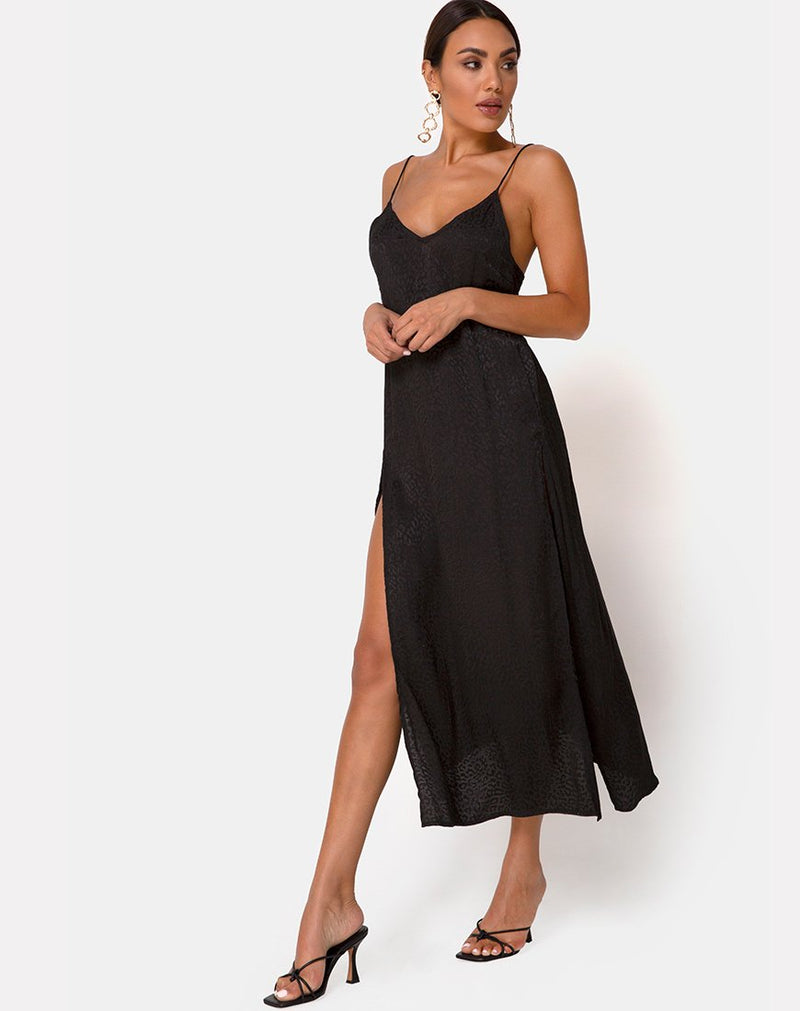 Hime Dress in Satin Cheetah Black – motelrocks-com-us