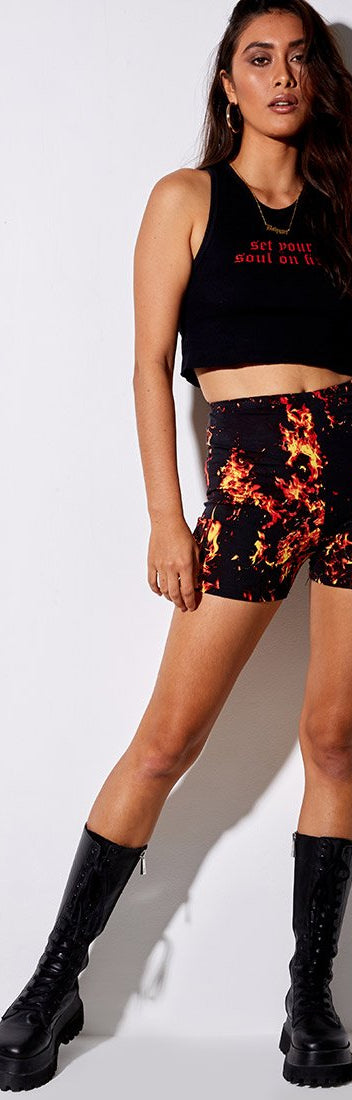 High Waisted Fire Print Hot Pants | Motel – motelrocks-com-us