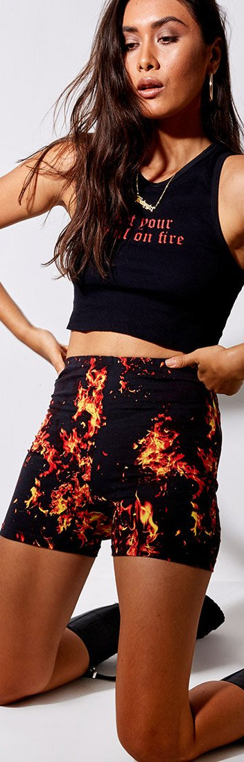 High Waisted Fire Print Hot Pants | Motel – motelrocks-com-us